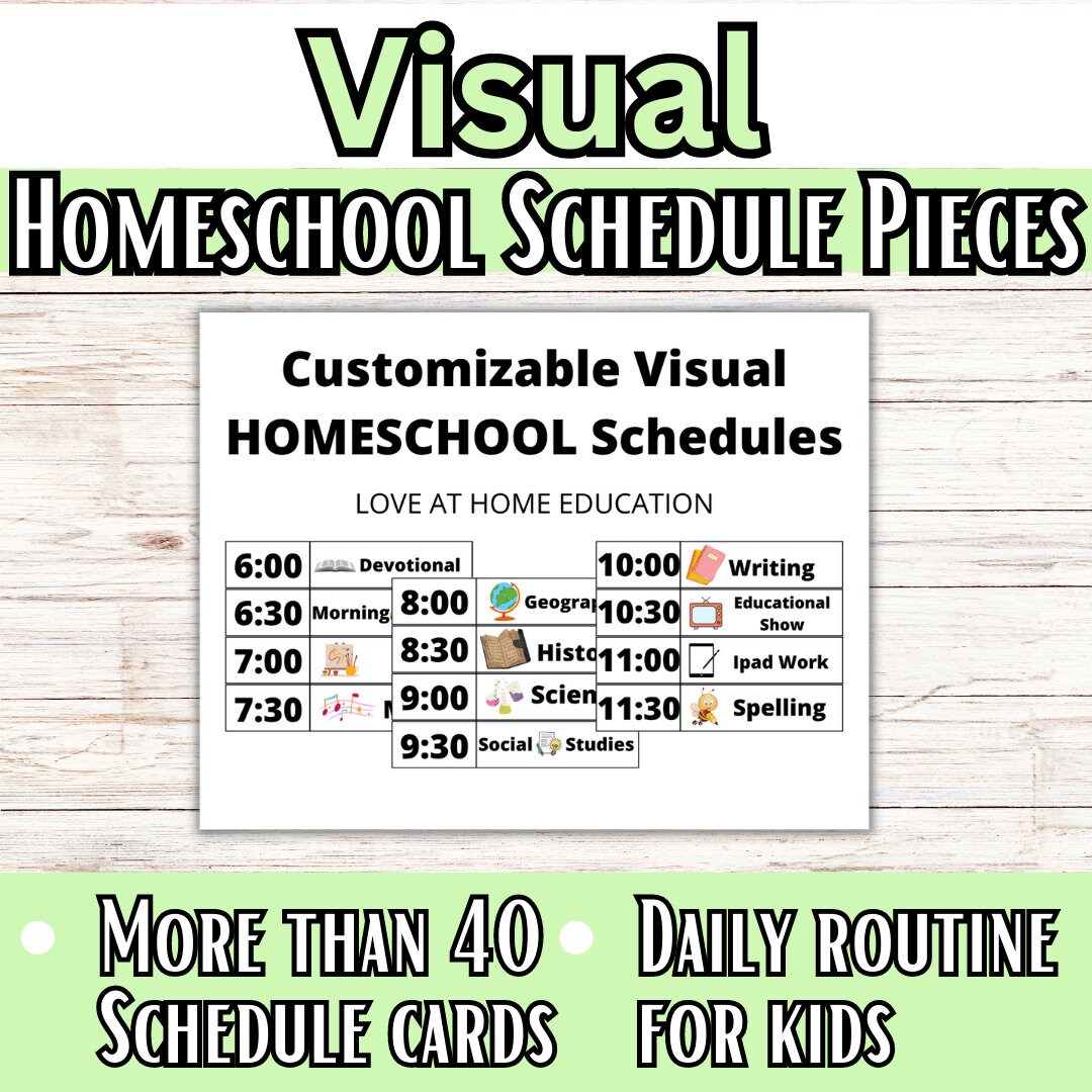 Digital and Customizable Homeschool Schedule Pieces, Family and Kids ...