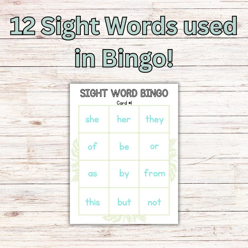 Sight Word Bingo 3– 8 Bingo Cards for Prek and Beginning Readers ...