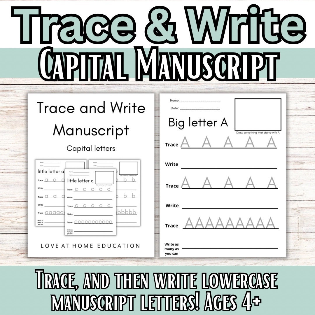 Trace and Write Handwriting: Capital Manuscript Guide | Handwriting for ...