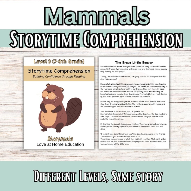 Storytime Comprehension Mammals | CVC Reading Practice | Early Reader ...