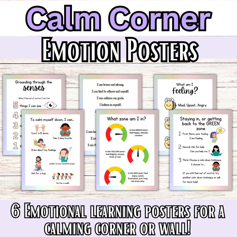 Calm Down Corner Emotional Learning Posters Empower Your Emotions With ...