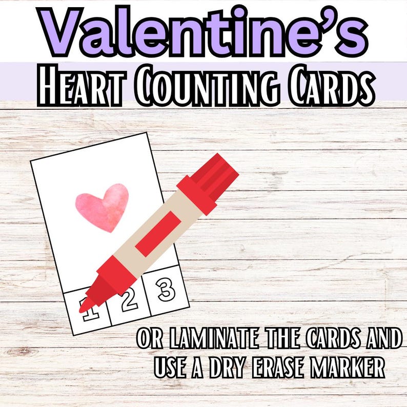Valentine's Day Heart Counting Cards, Montessori Learning (digital ...