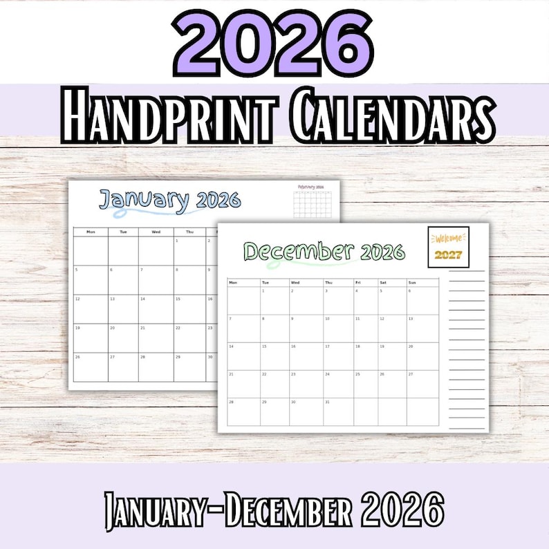 Handprint Calendar 2026 | Kids, Grandparents Christmas Gift (digital ...
