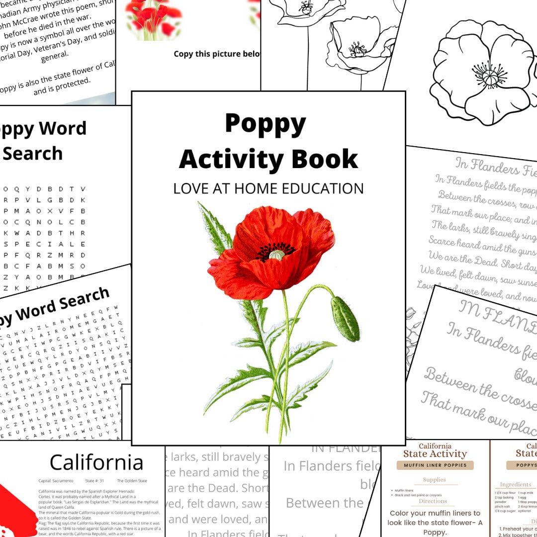 Poppy Activity Book (remembrance Day, Memorial Day, Veterans' Day ...