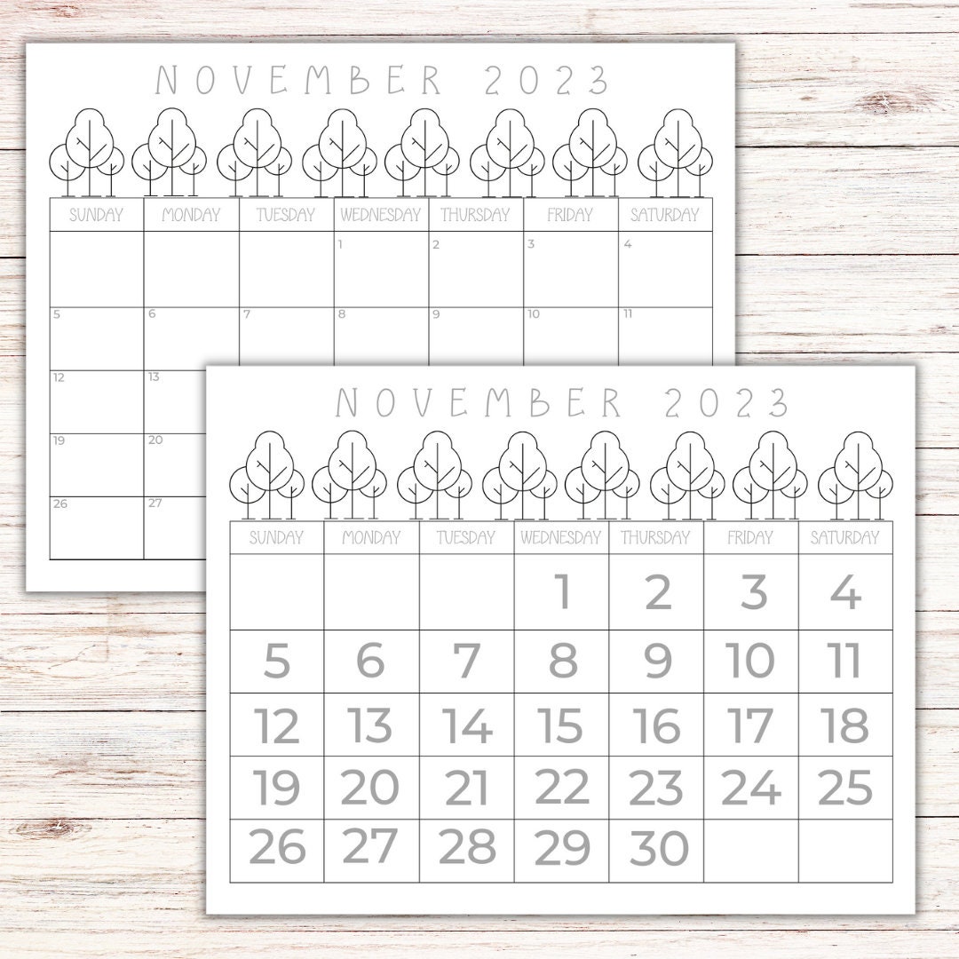 November 2023 Calendar Printable Pdf Calendar Traceable Calendar for ...