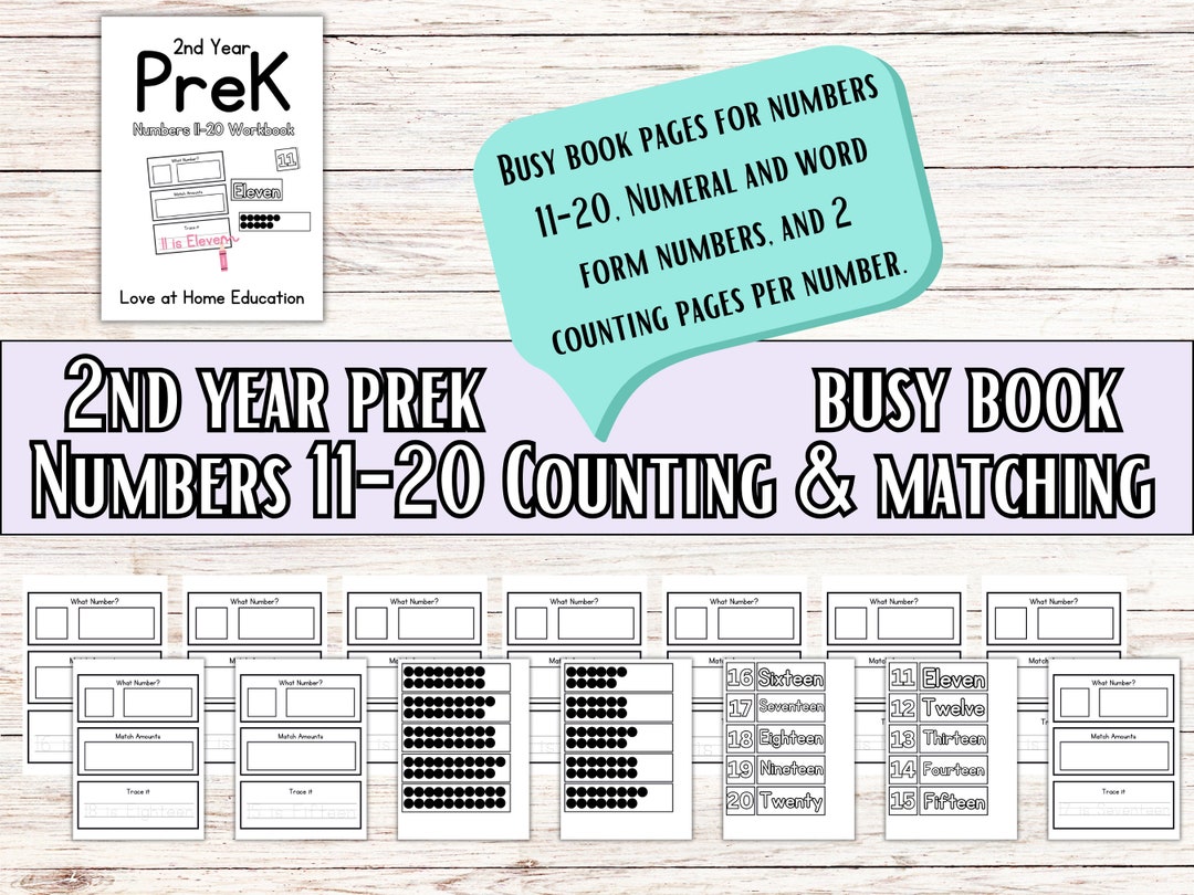 2nd Year Prek 11-20 Busy Book - Numbers Busy Book for Preschoolers ...