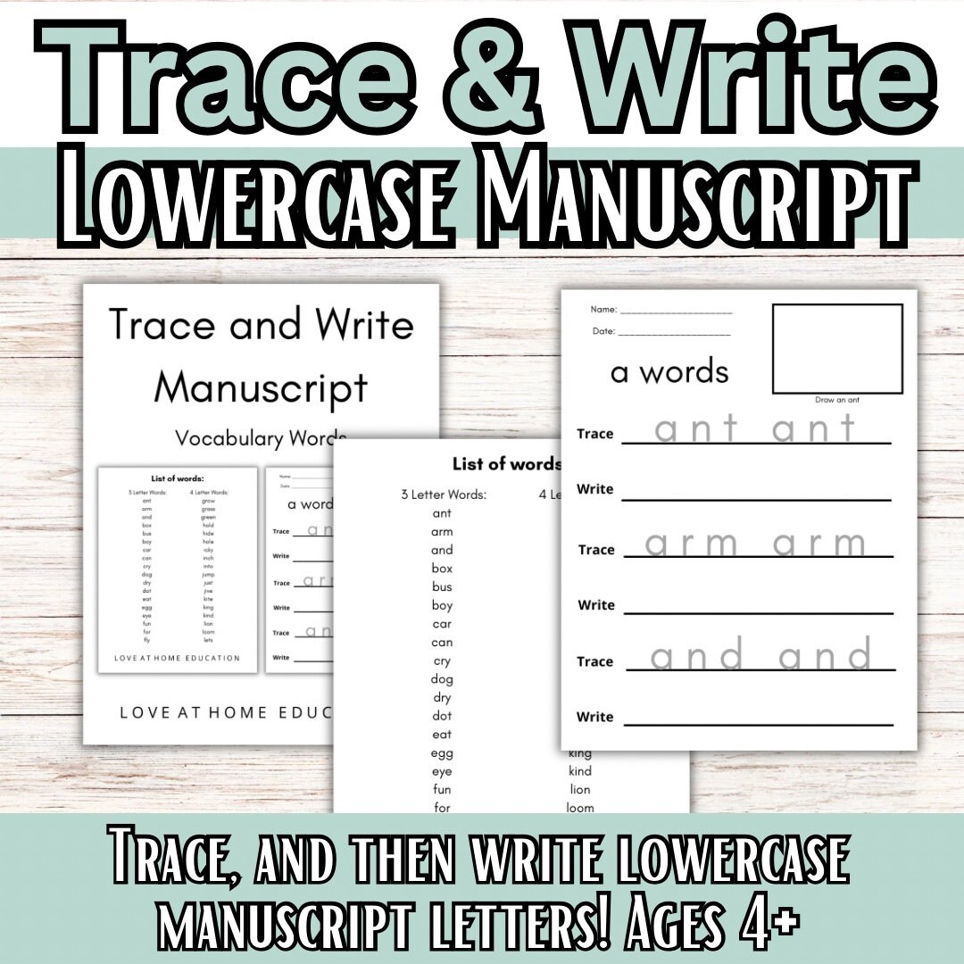 Trace and Write Handwriting: Lowercase Manuscript Guide | Handwriting ...