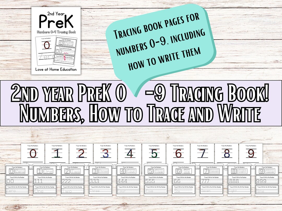 Prek Numbers Tracing Book – 0-9 Writing Practice (digital Download) - Etsy