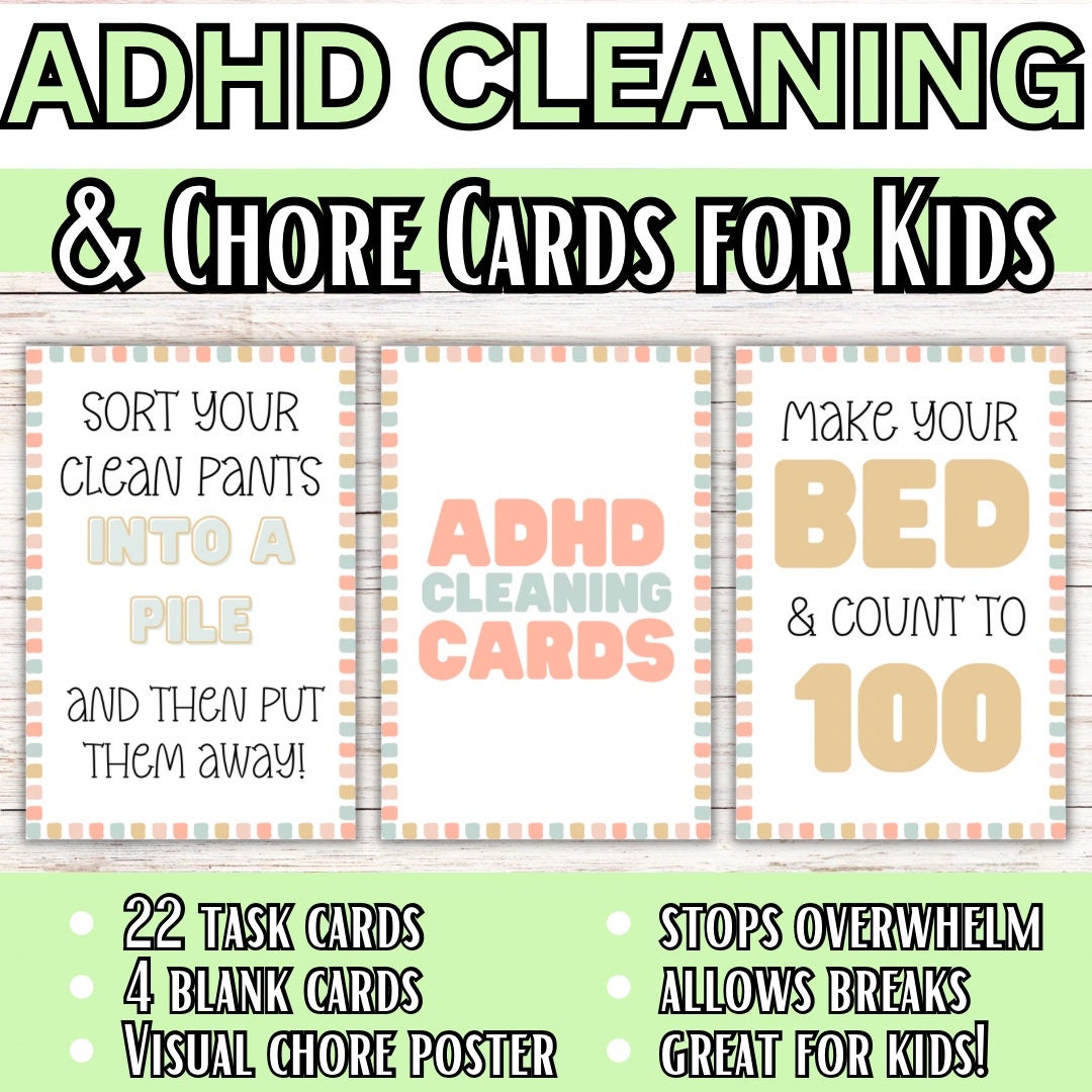 ADHD Cleaning & Chore Cards for Kids, Teens, Adults | Homeschool ...