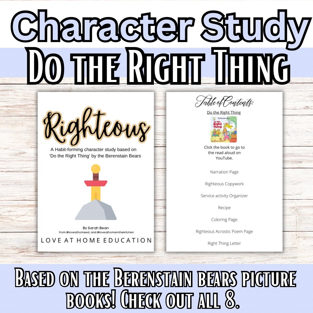 Berenstain Bears Character Study – Homeschool Bible Activities (digital ...