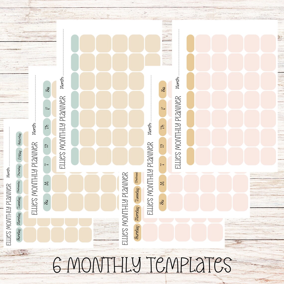 Blank Digital Pastel Kids Daily Planner, Daily Weekly Monthly Planner ...
