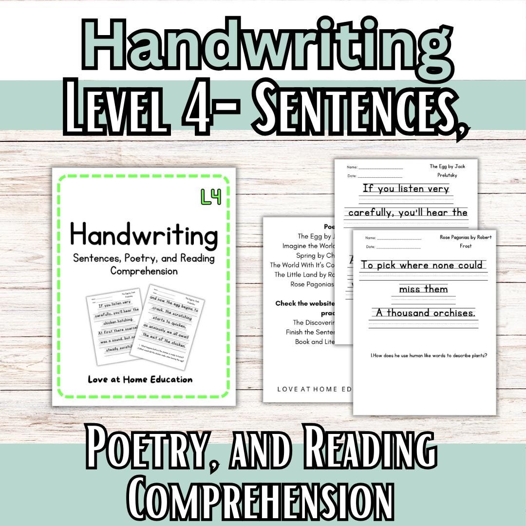 Handwriting Practice: Sentences, Poetry, Reading (digital Download) - Etsy