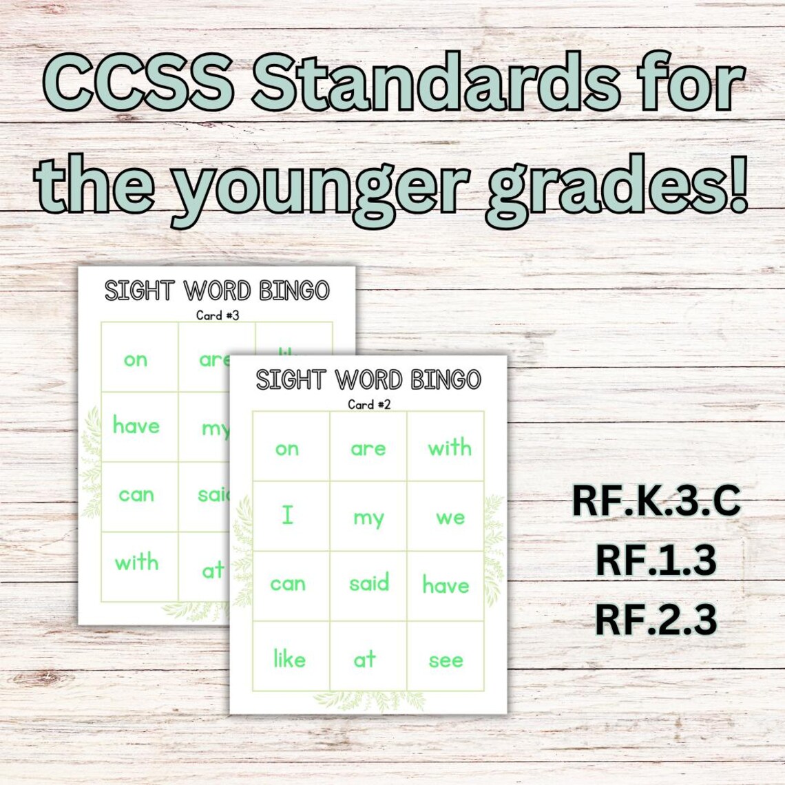 Sight Word Bingo 2 – 8 Bingo Cards for Prek and Beginning Readers ...