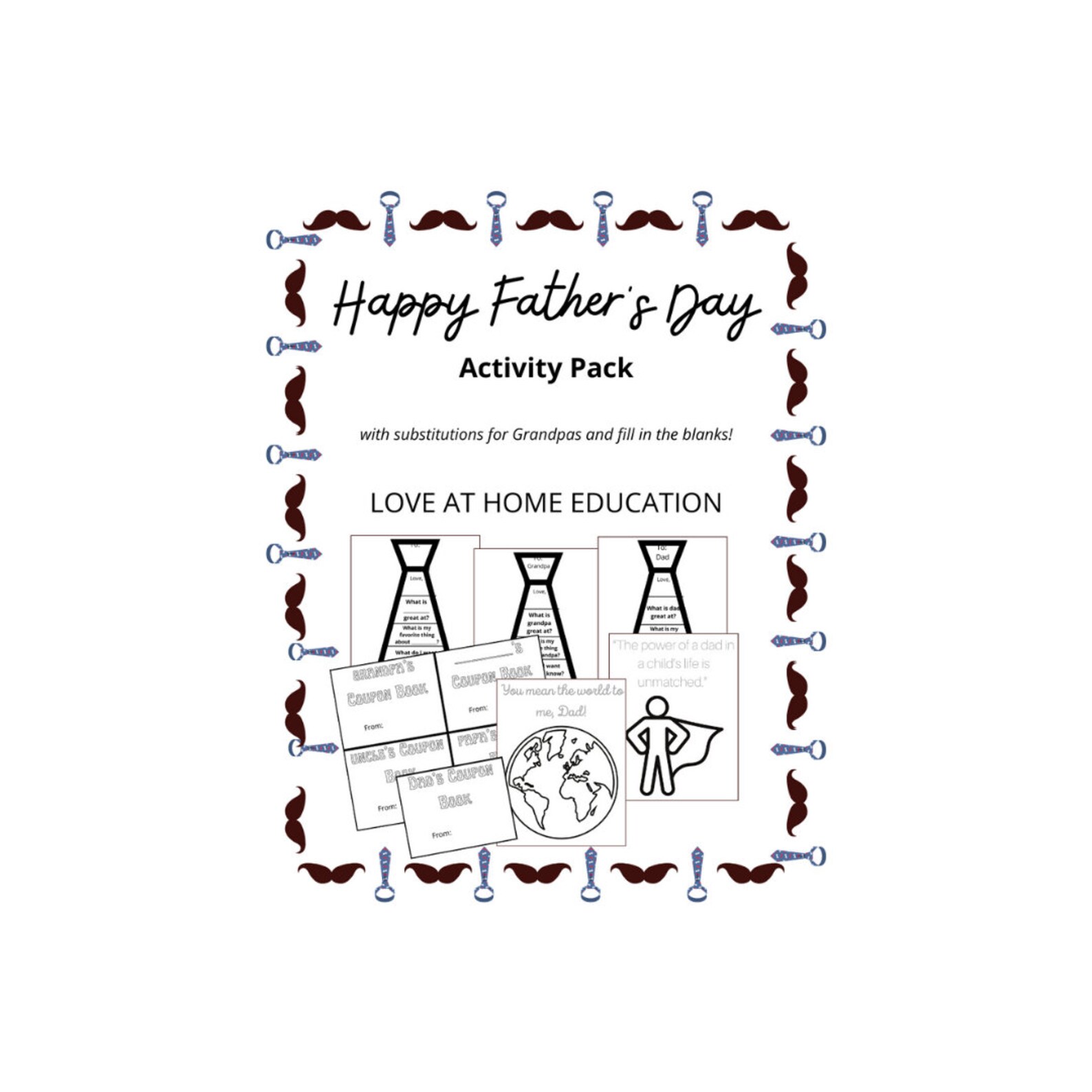 Father's Day Activity Pack Father's Day Printable Card Printable ...