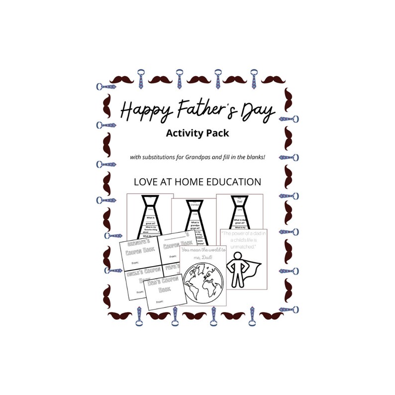 Father's Day Activity Pack Father's Day Printable Card Printable ...
