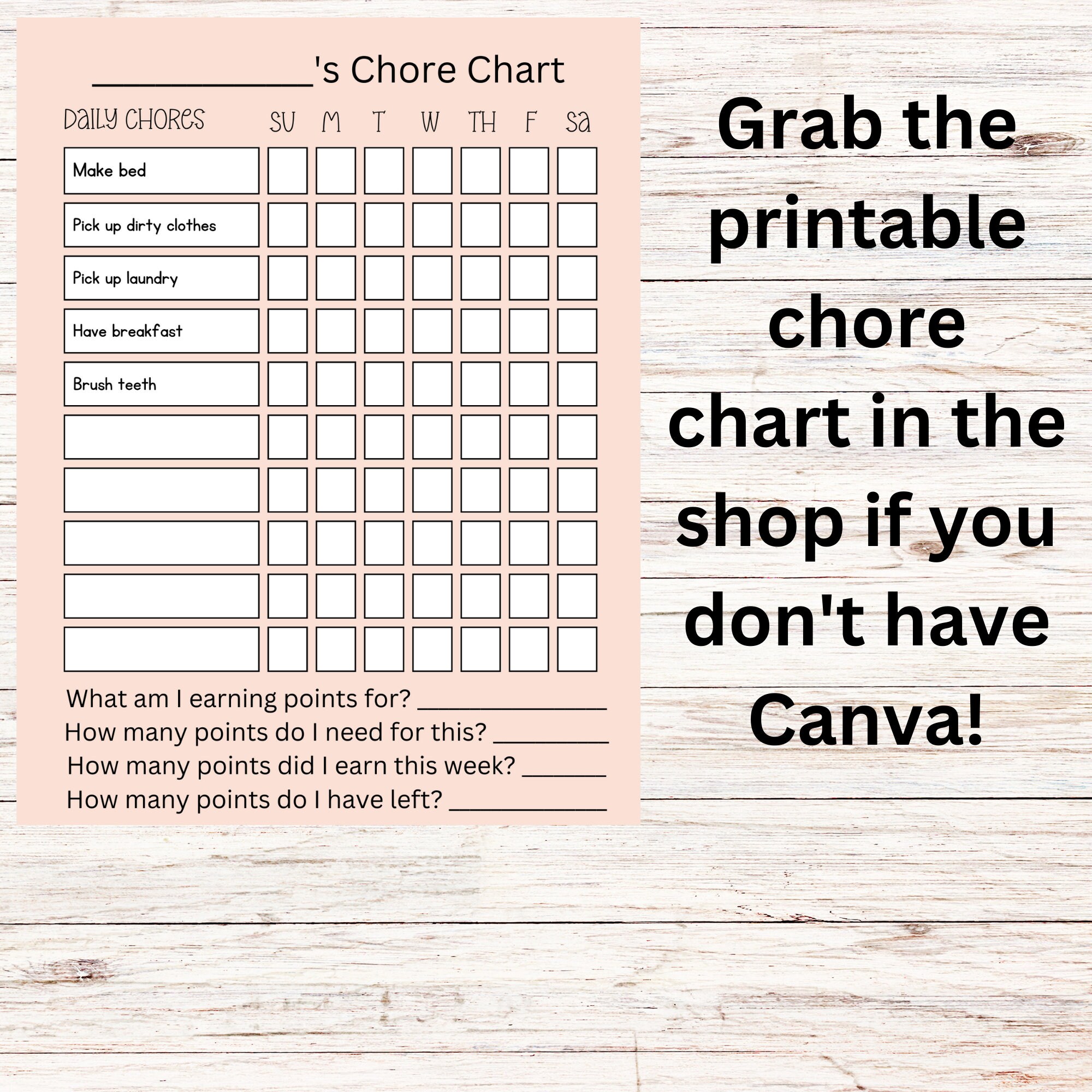 Editable Canva Template Chore Charts for Older Kids 10 - Etsy