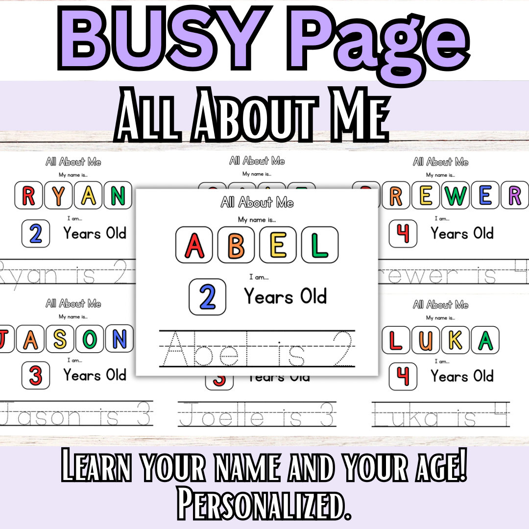 All About Me Pages Personalized Name, Age Listing for Preschoolers and ...