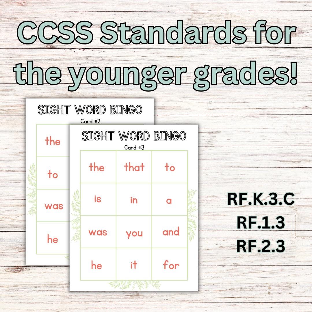 Sight Word Bingo Bundle – 3 Sets, 24 Cards (digital Download) - Etsy