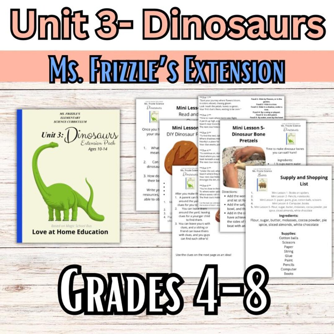 Dinosaur Homeschool Unit – Ms. Frizzle's Curriculum, Grades 4-8 ...