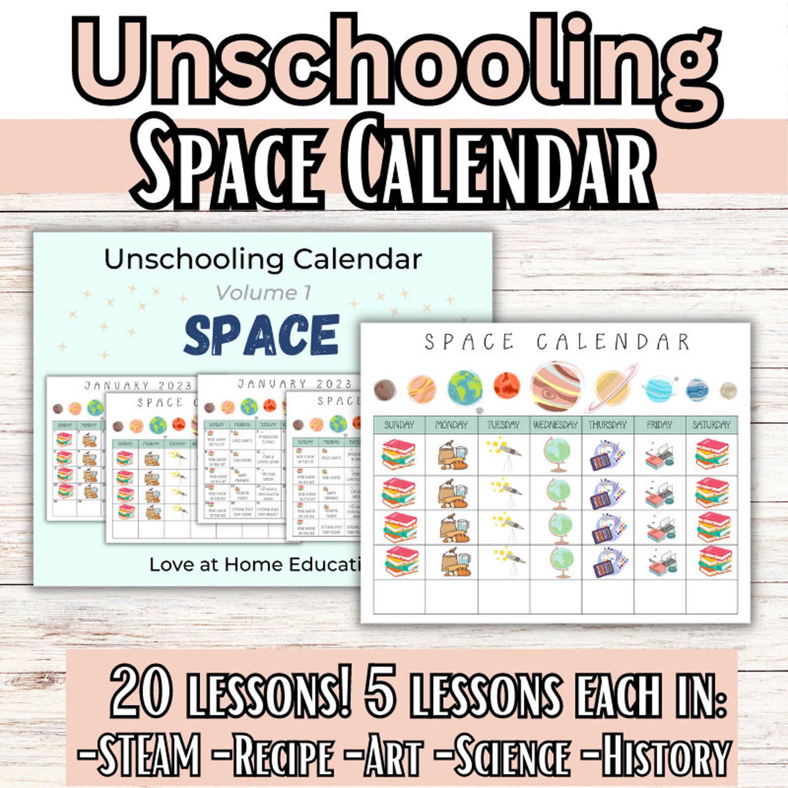 Unschooling Calendar Volume 1: SPACE | Homeschool Resources | Preschool ...