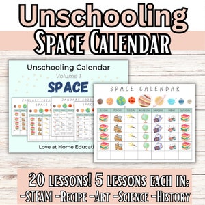 Unschooling Calendar Volume 1: SPACE | Homeschool Resources | Preschool ...