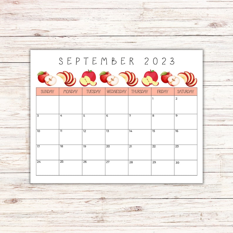 September 2023 Calendar Printable Pdf Calendar Traceable - Etsy