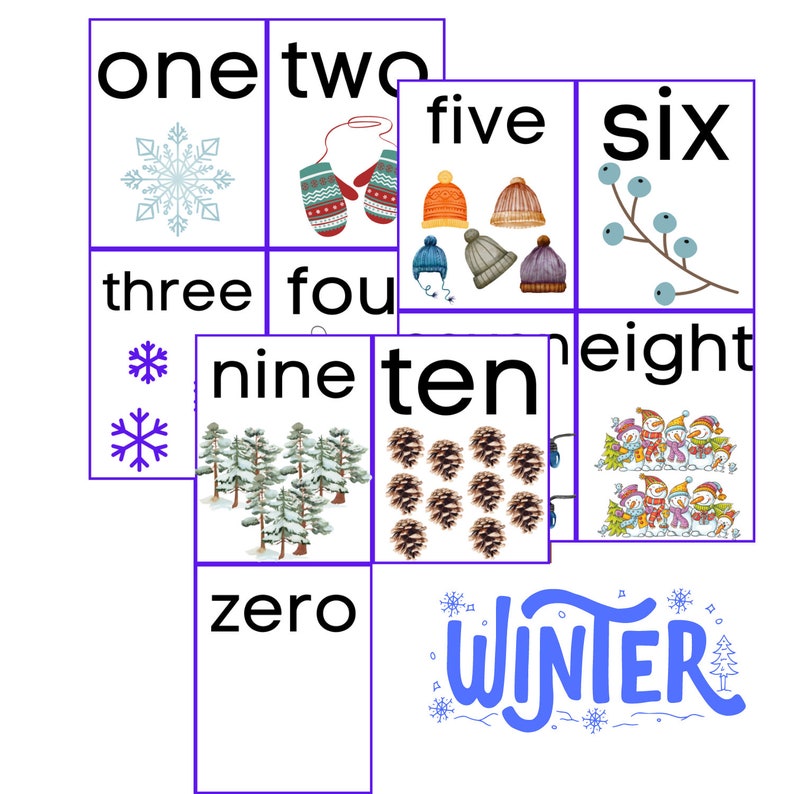 Seasonal Number Cards, Math for Preschool Kindergarten 1st Grade ...