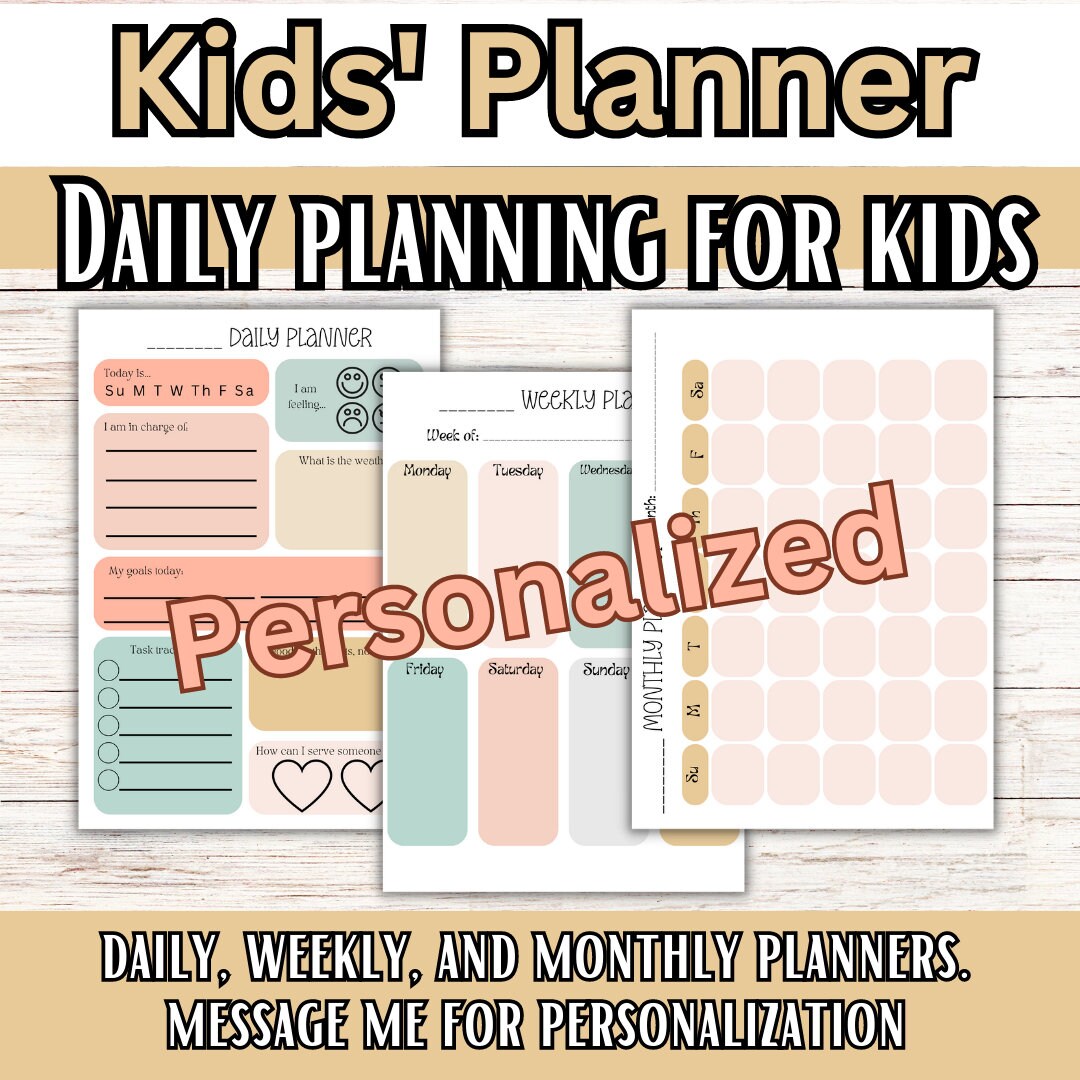Personalized Kids Daily Planner, ADHD Homeschool Printable (PDF) - Etsy