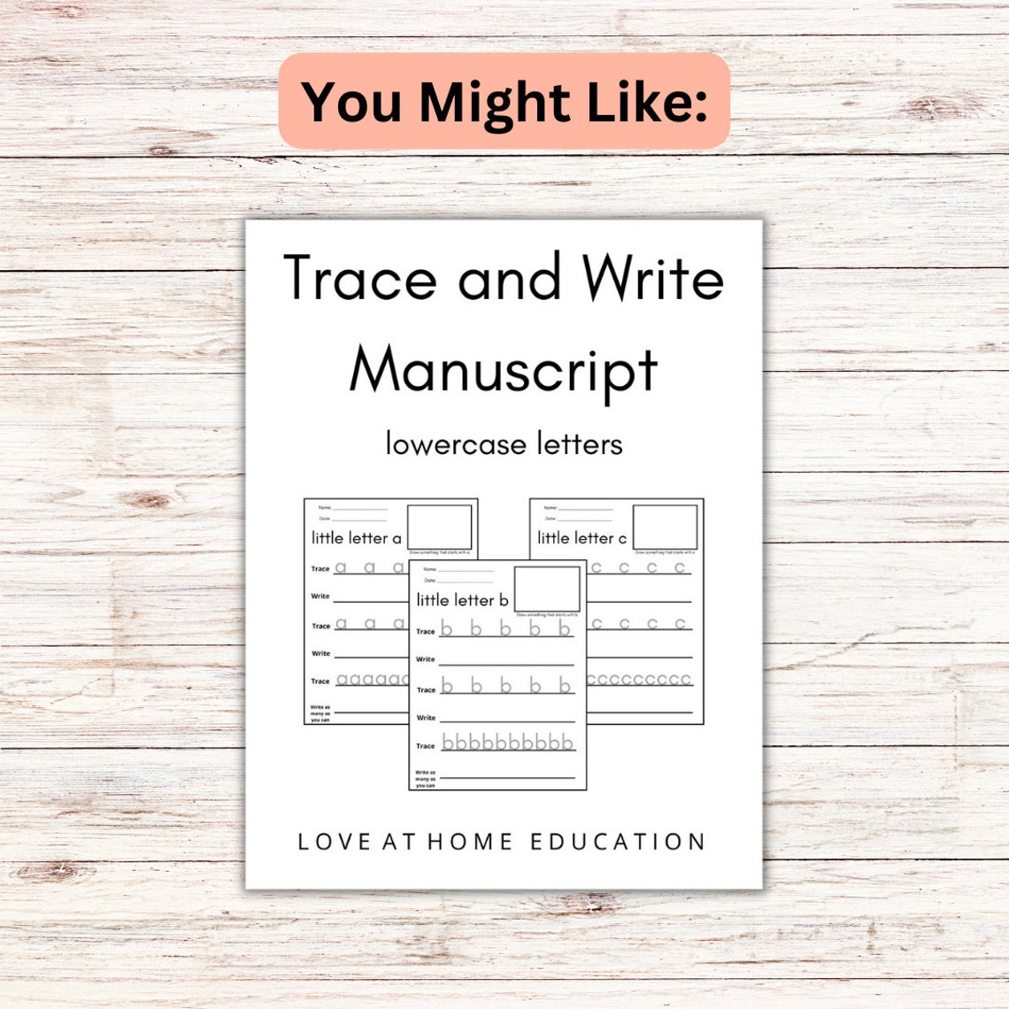 Trace and Write Handwriting: Lowercase Manuscript Guide Handwriting for ...
