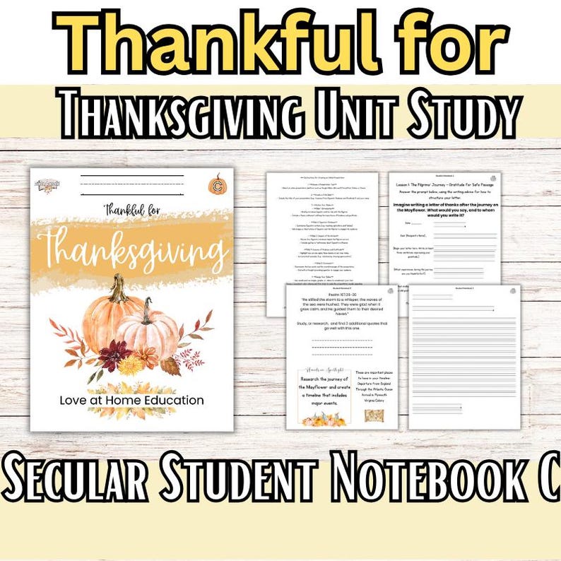 Student Notebooks C- Faith and Secular- Thankful for Thanksgiving ...
