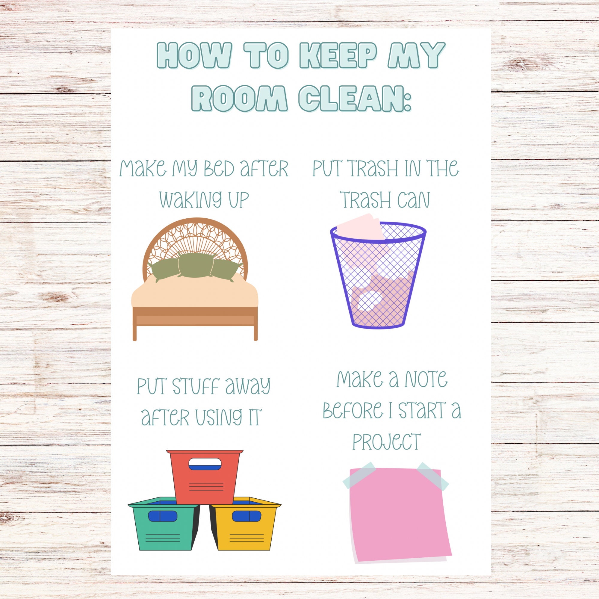 ADHD Cleaning & Chore Cards for Kids, Teens, Adults Homeschool Planning ...