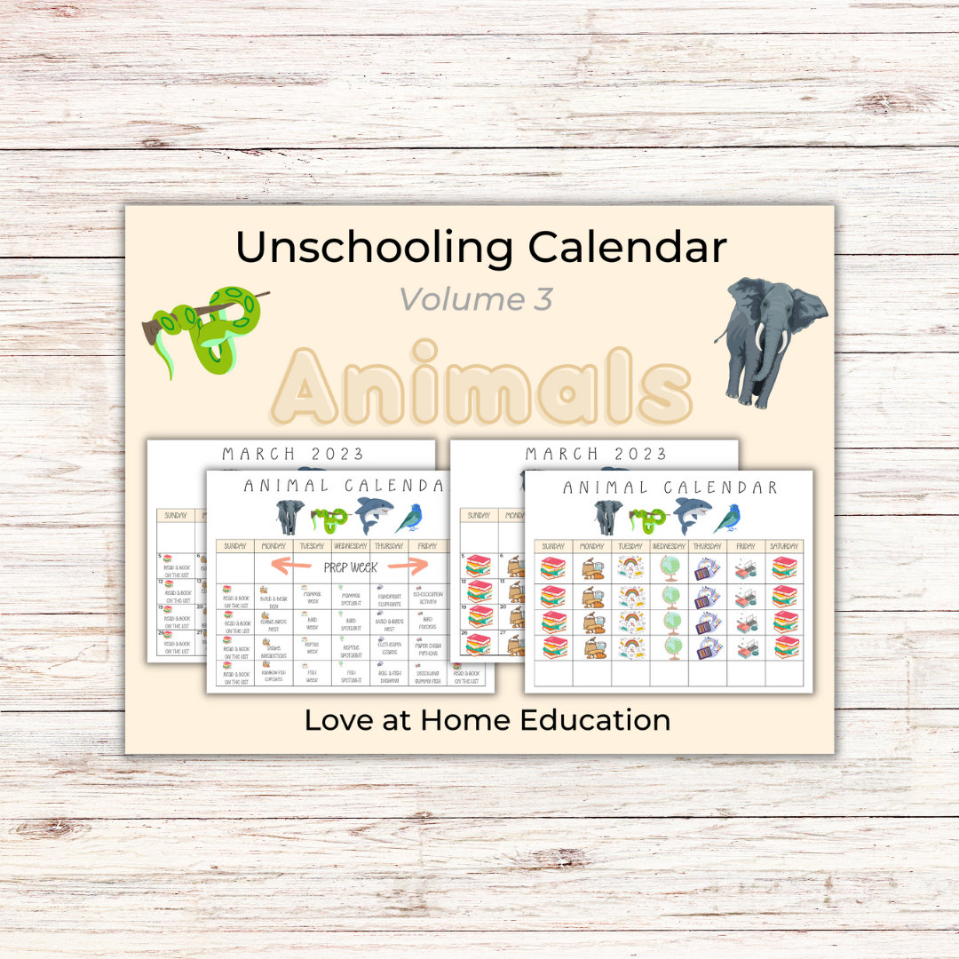 Unschooling Calendar Volume 3: ANIMALS march Homeschool - Etsy
