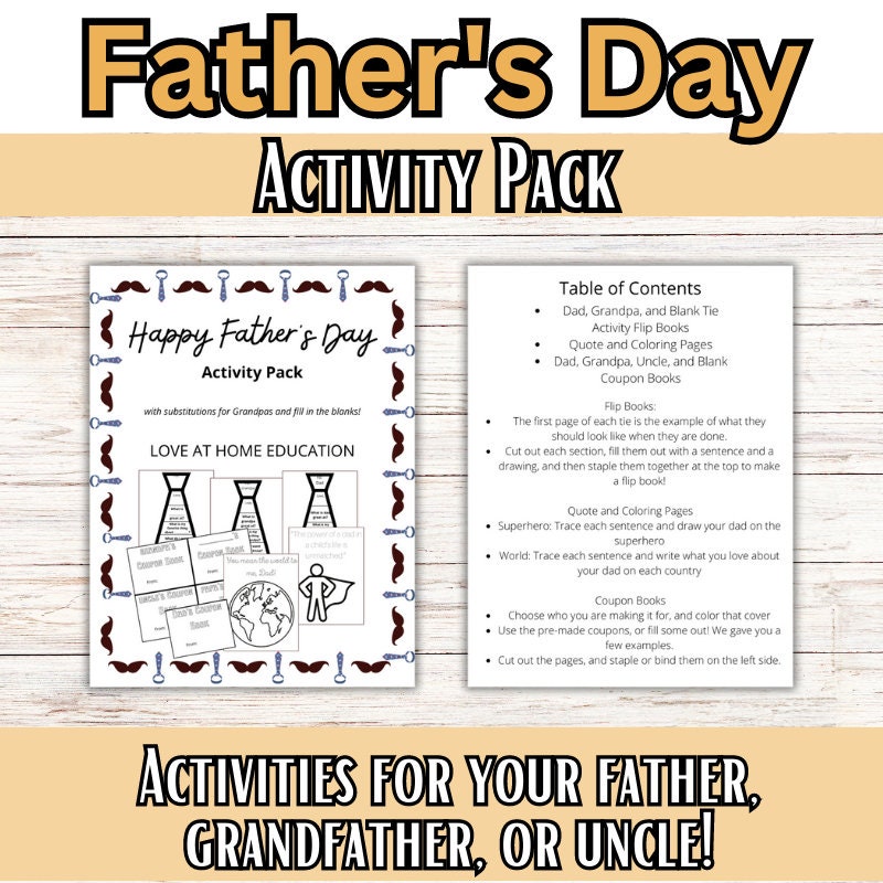 Father's Day Activity Pack | Father's Day Printable Card | Printable ...