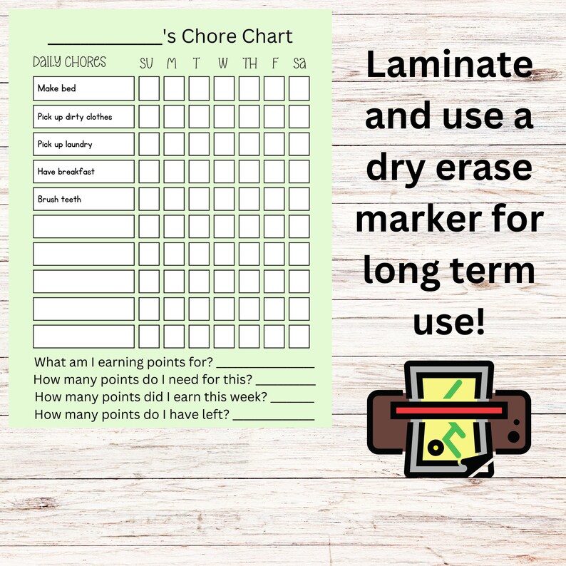 Editable Canva Template Chore Charts for Older Kids 10 - Etsy