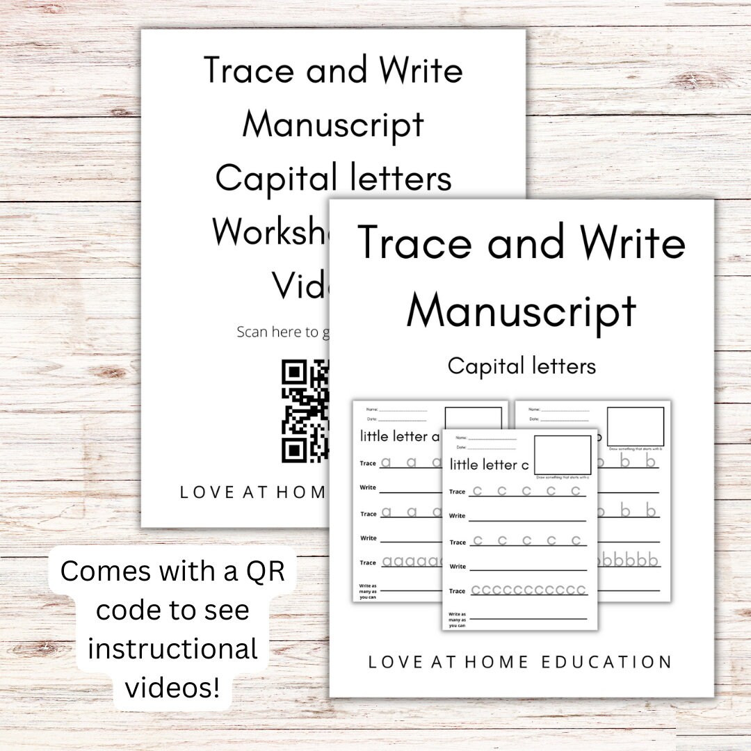 Trace and Write Handwriting: Capital Manuscript Guide Handwriting for ...