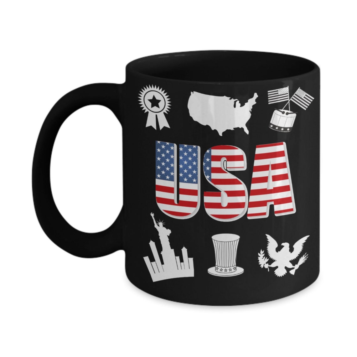 Black Coffee Mug USA American Flag Patriotic Mugs 4th of - Etsy UK
