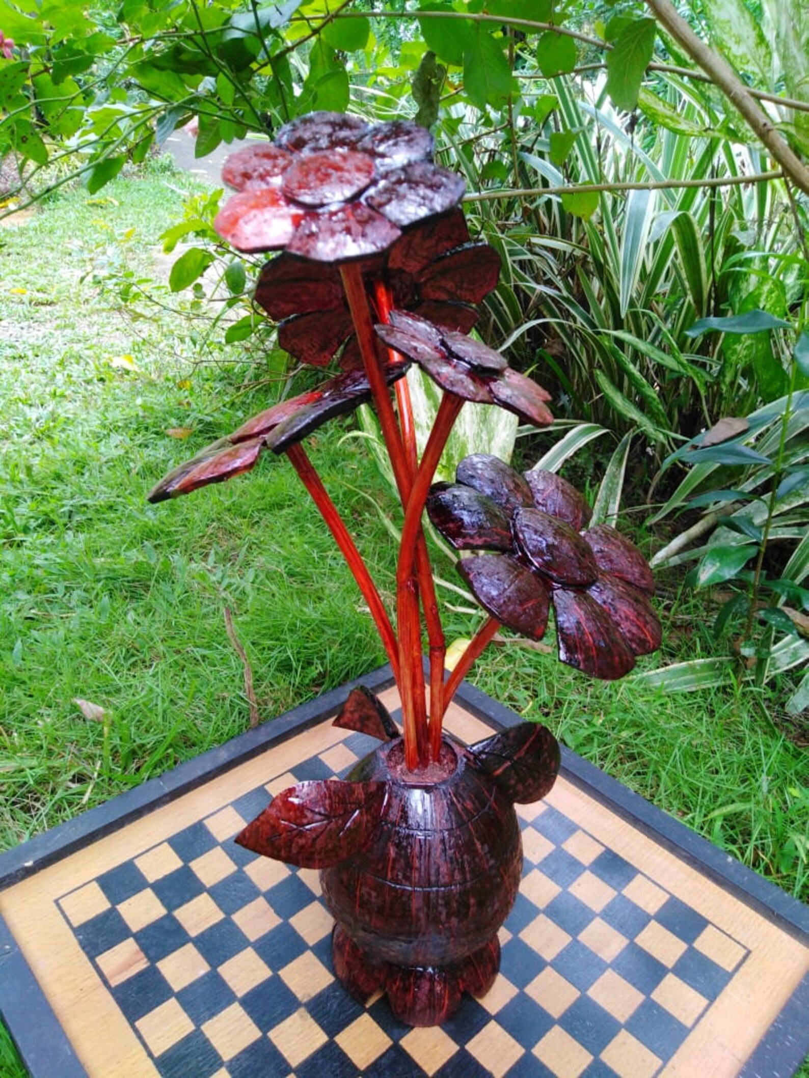 Homemade Painted Coconut Shell Flower Vase for Home Decor, Beautiful ...