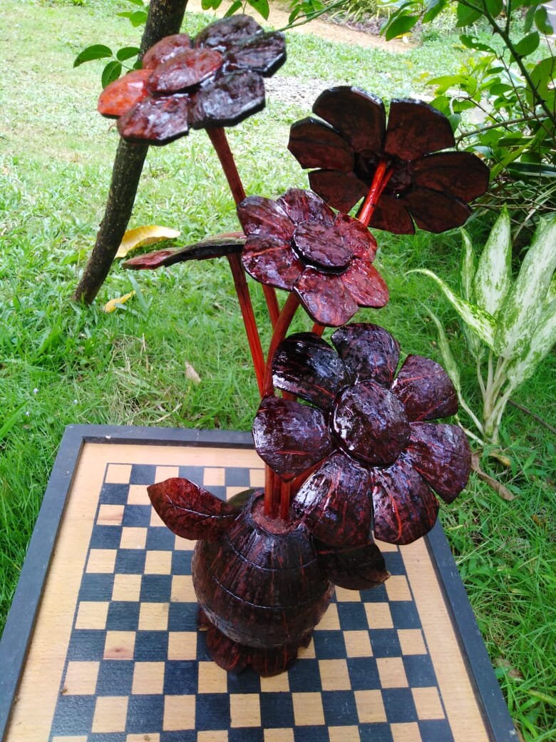 Homemade Painted Coconut Shell Flower Vase for Home Decor - Etsy