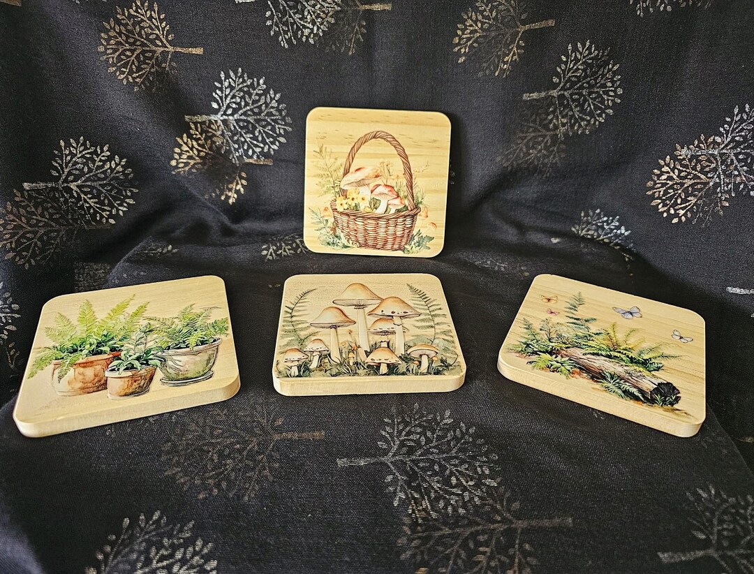 Rustic Wooden Nature Themed Coasters Set of 4 - Etsy