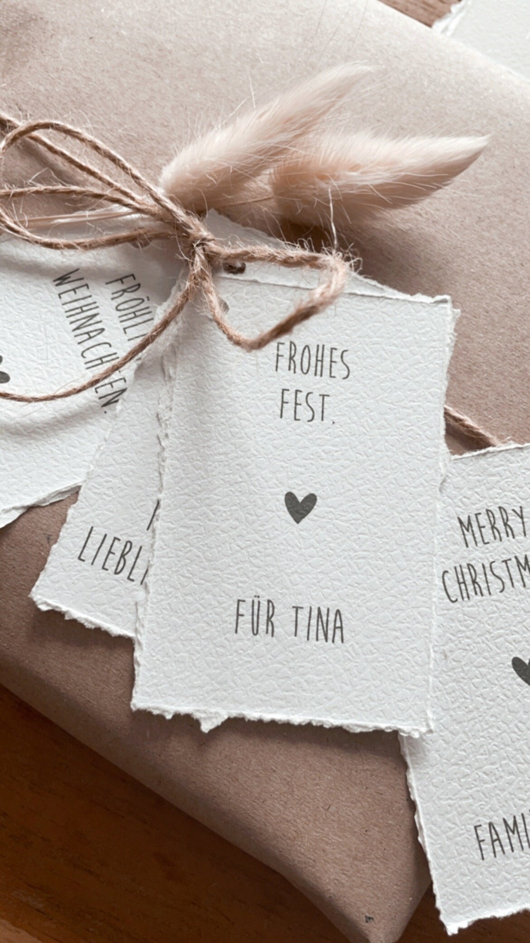 Customizable Gift Tags white Christmas Set of 4, 4 Different Motifs ...