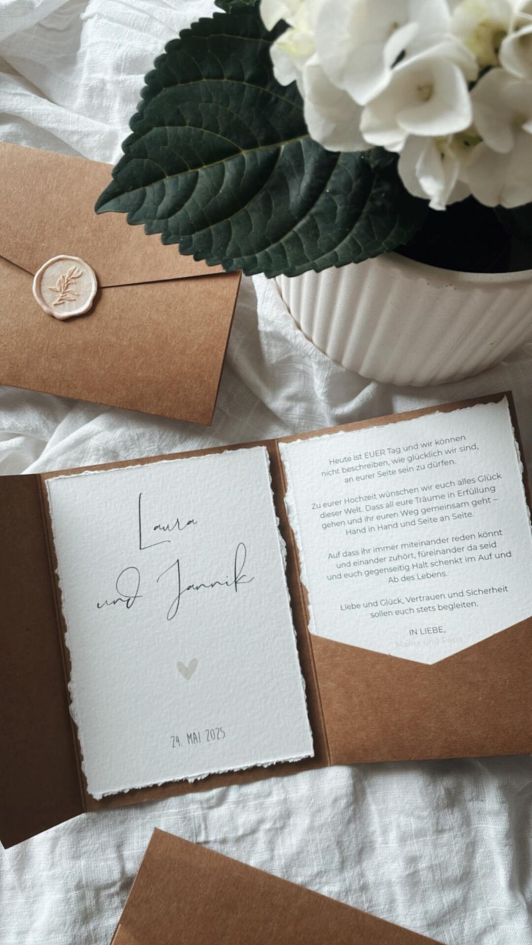 Personalized Pocketfold Card With Name - Ivory/beige/dusty Pink | Seal ...