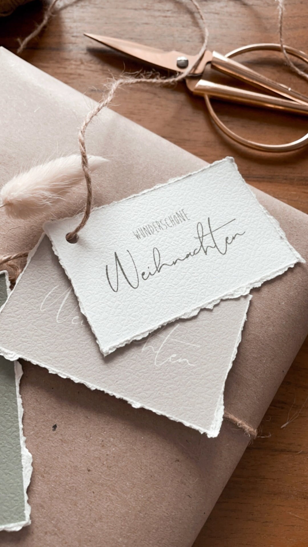 Set of 6 Gift Tags wonderful Christmas 3 Different Motifs White ...