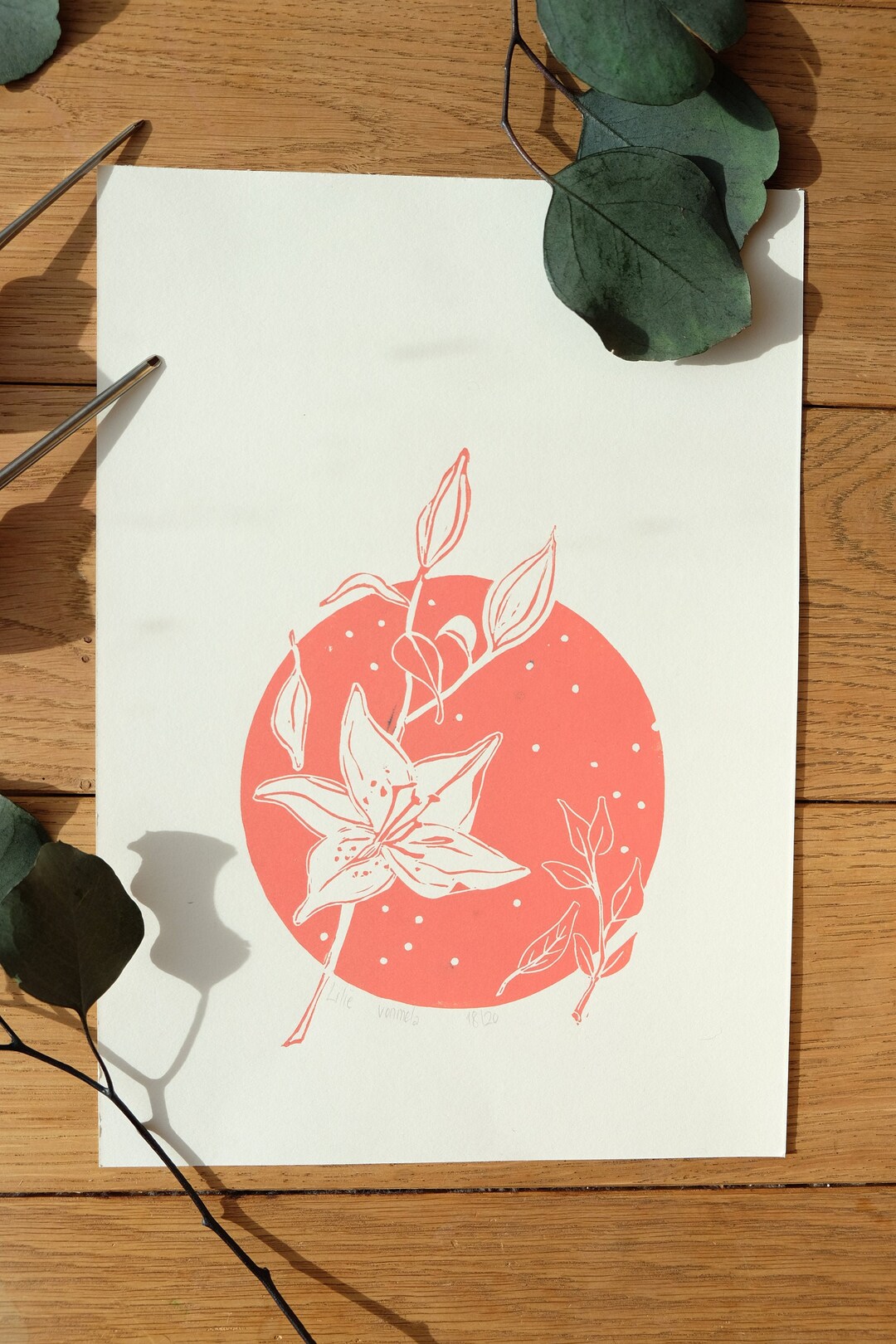 Linocut Print Lily I Original Print I Limited Edition - Etsy