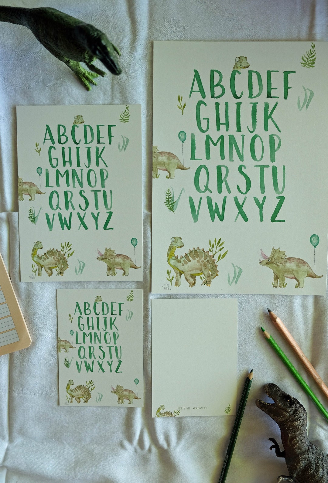 ABC Dinosaurs | Watercolor | School Child Card Set - Etsy