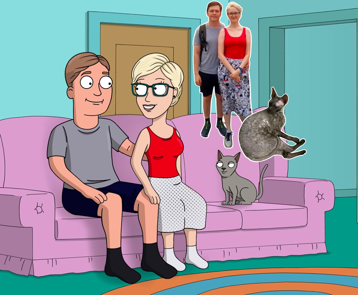 Custom Family Guy portrait Cartoon style Personalized family | Etsy