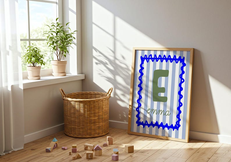 Personalised Retro Groovy Initial Print – Custom Name Wall Art (digital ...