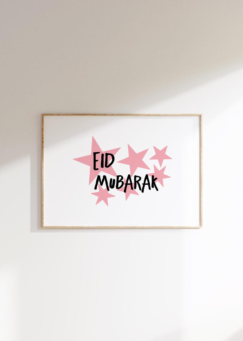 Eid Mubarak Printable Wall Art – Minimalist Islamic Decor, Festive Home ...