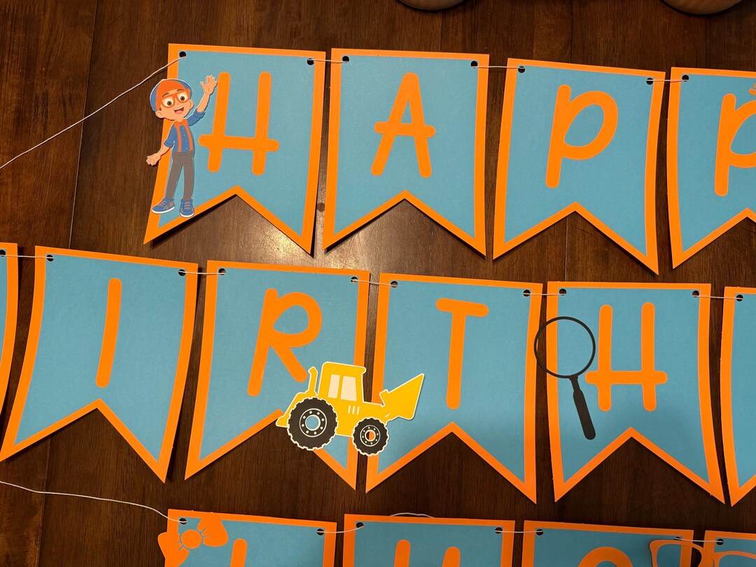 Blippi Birthday Party Blippi Banner Orange and Blue Construction ...