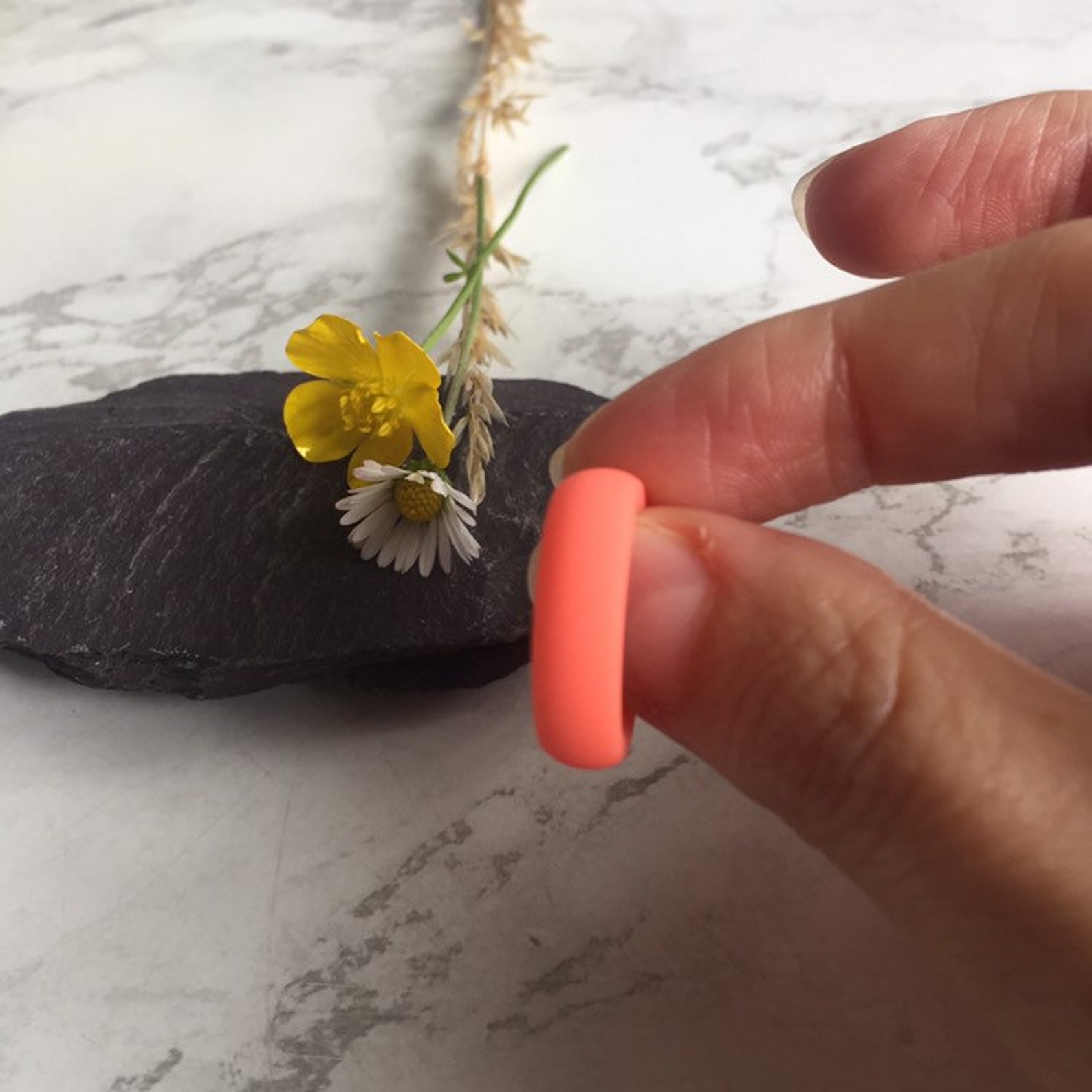 Orange Silicone Rings for Women Smooth Wedding Band Rings | Etsy