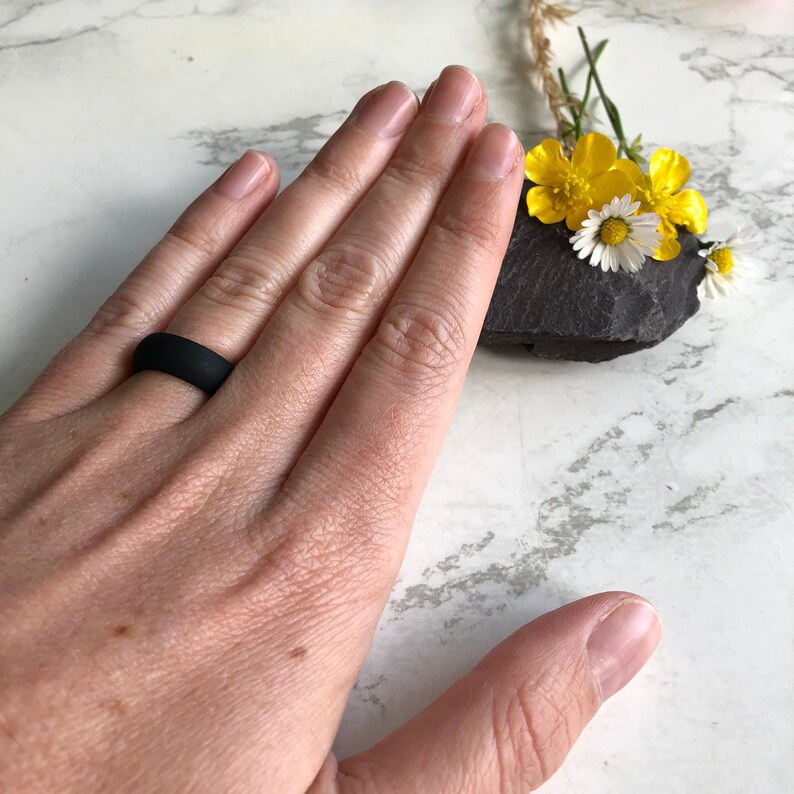 Black Silicone Rings for Women and Men Smooth Wedding Bands | Etsy